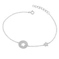 KoolJewelry Sterling Silver and Cubic Zirconia Cut-Out Star Adjustable ...