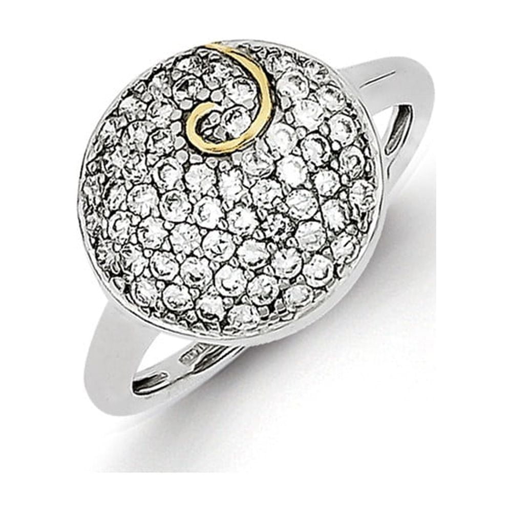 Sterling Silver and Gold Plating Cubic Zirconia Circle Swirl Ring ...