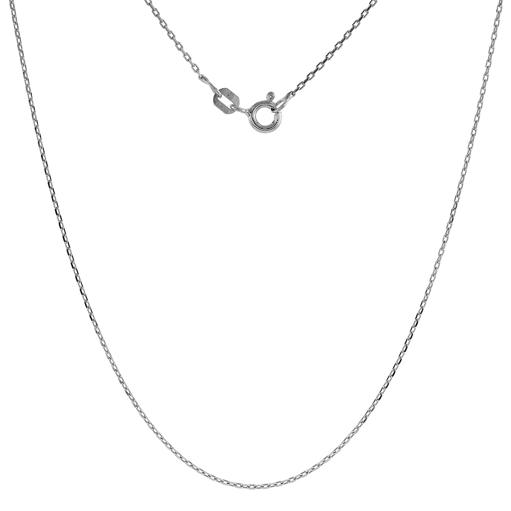 Sterling Silver fine Boston Link Chain Necklace 1mm Very Thin Rhodium ...