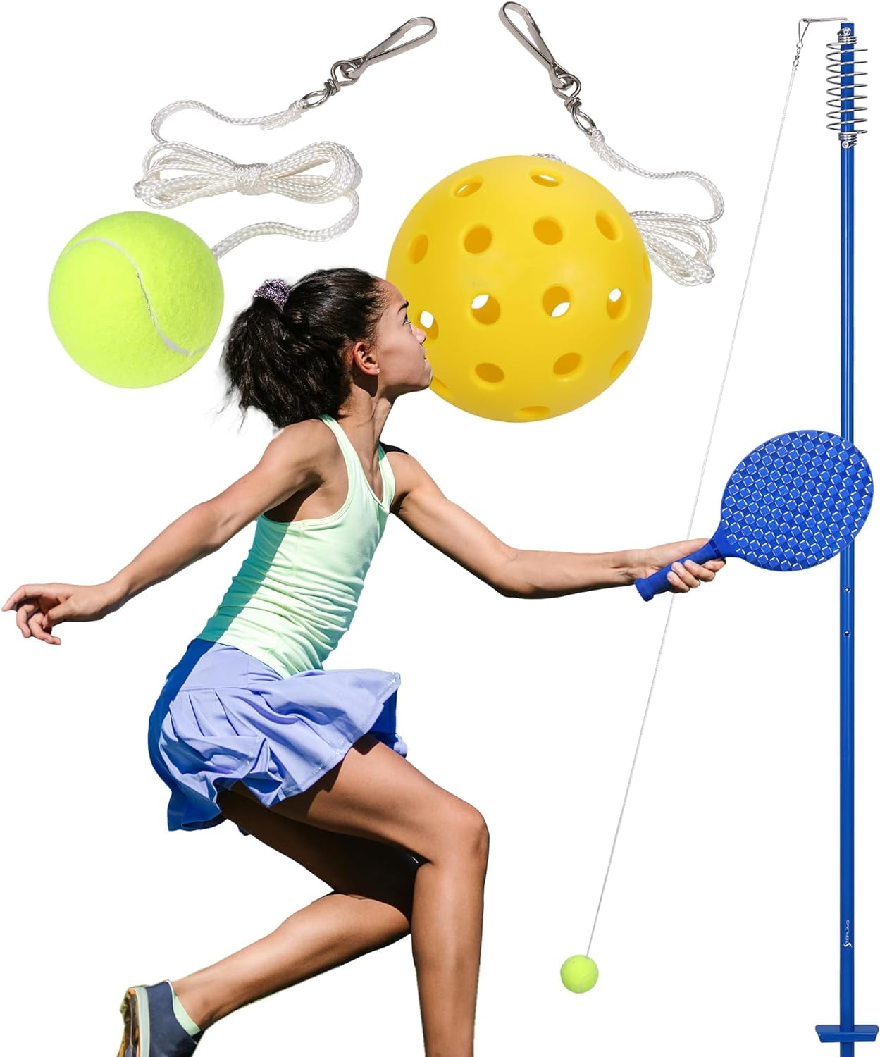 Sterling Sports Tether Tennis Pickleball Pole and Rope Set, Adjustable ...
