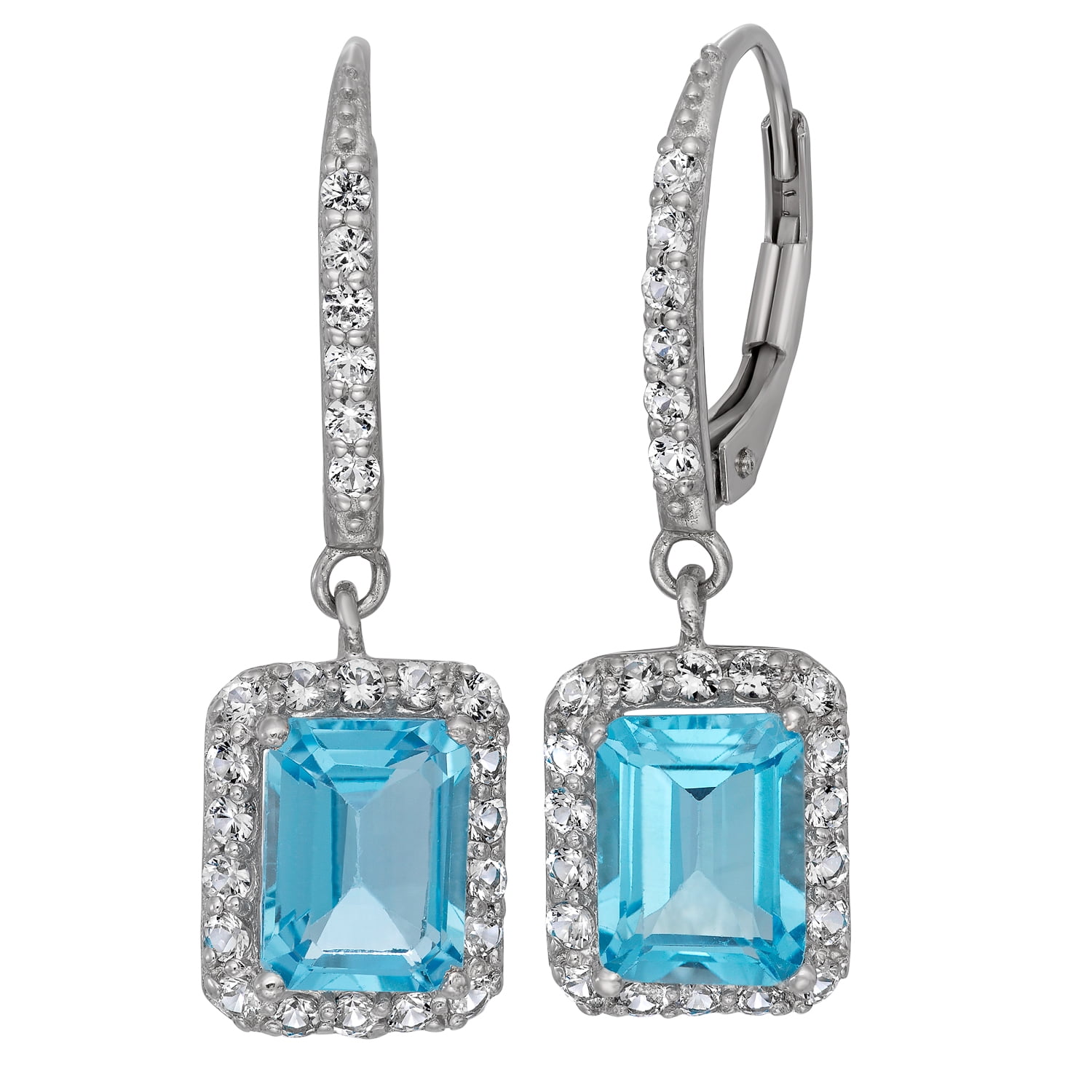 Sterling silver gemstone leverback earrings - Walmart.com