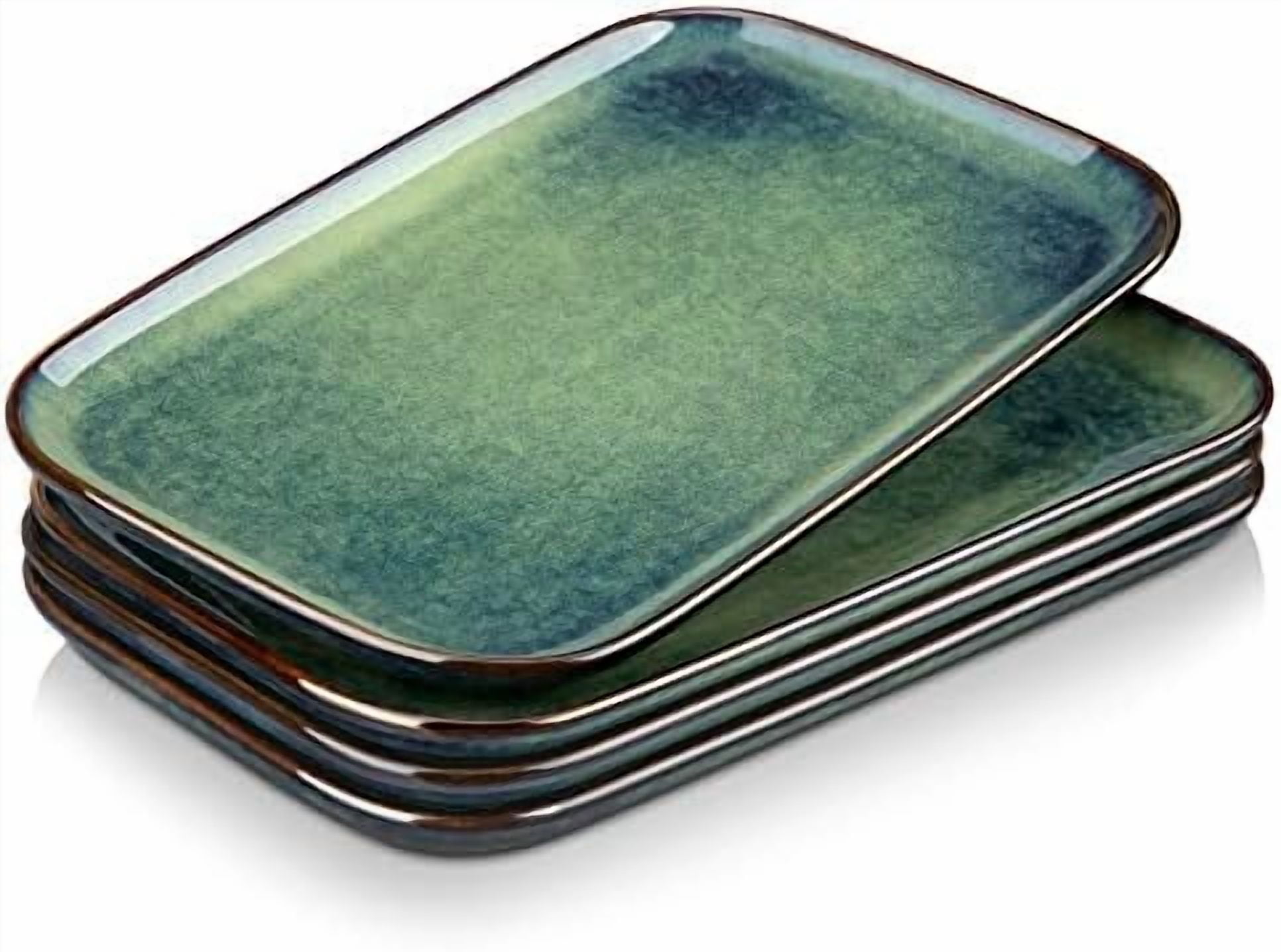 Stern Serving Platters Set of 4, 11 Inches Rectangular Ceramic Serving ...