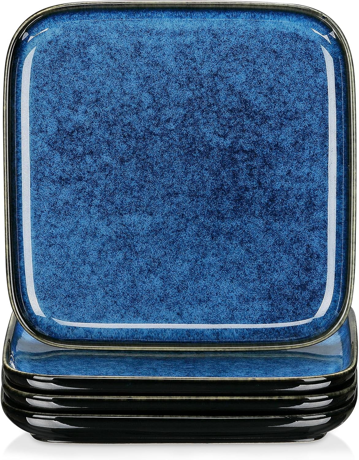 Stern Square Dinner Plate Set of 4, 7.5" Dessert Plates, Reactive Color ...