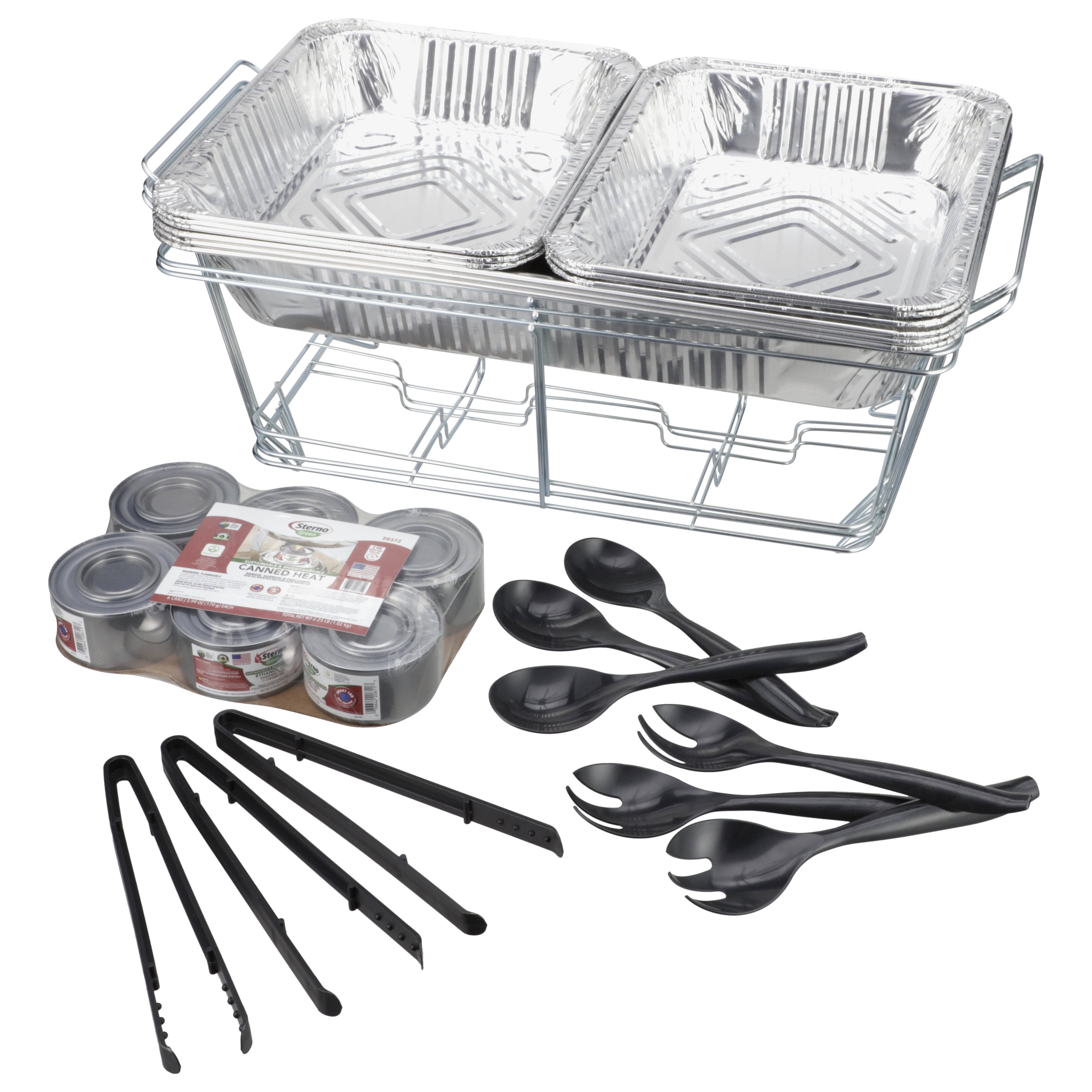 Sterno 27-Piece Disposable Party Pack, Chafer Set with Warming Trays ...