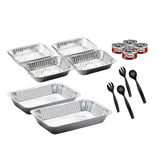 Sterno Disposable Chafing Dish Buffet Set with Canned Heat, 14-Piece ...