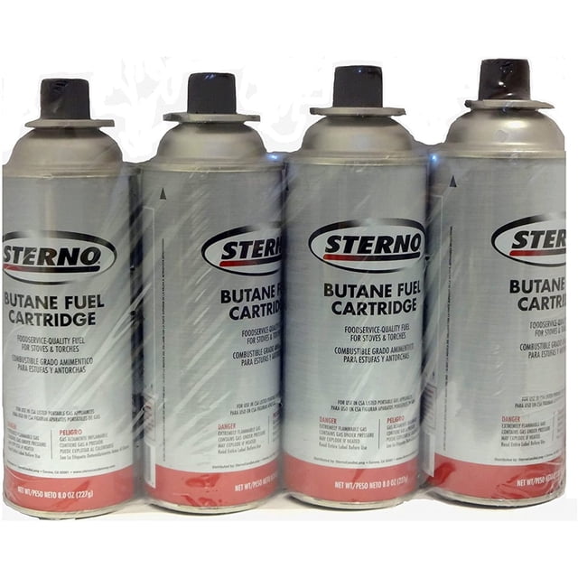 Sterno Butane Fuel Cartridge 8 Oz 4 Pack - Walmart Business Supplies