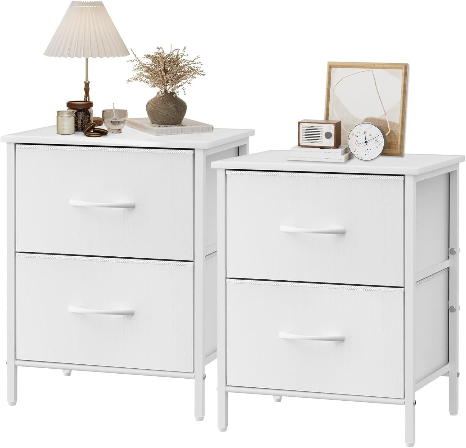 Stero Nightstand Set of 2, Kids Dresser with 2 Drawers, Steel Frame ...