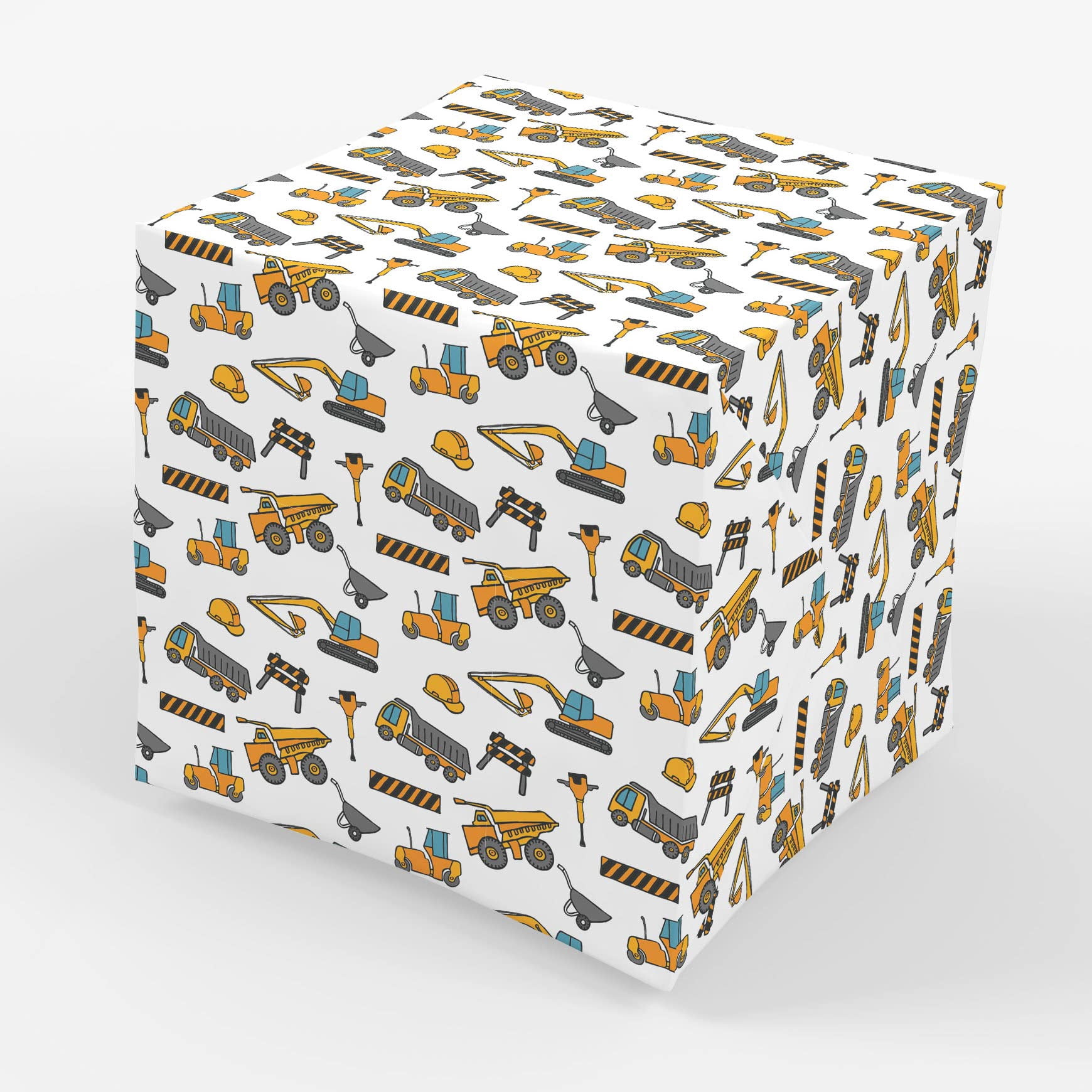 Stesha Party Construction AJH3 Trucks Themed Flat Gift Wrapping Paper ...