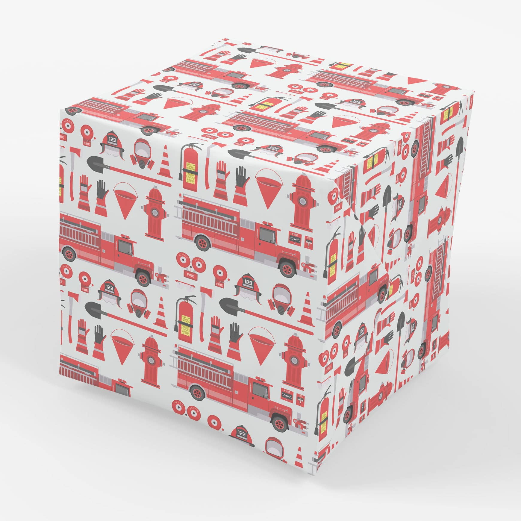 Stesha Party Firetruck Gift MMF7 Wrap Firefighter Paper - Folded Flat ...