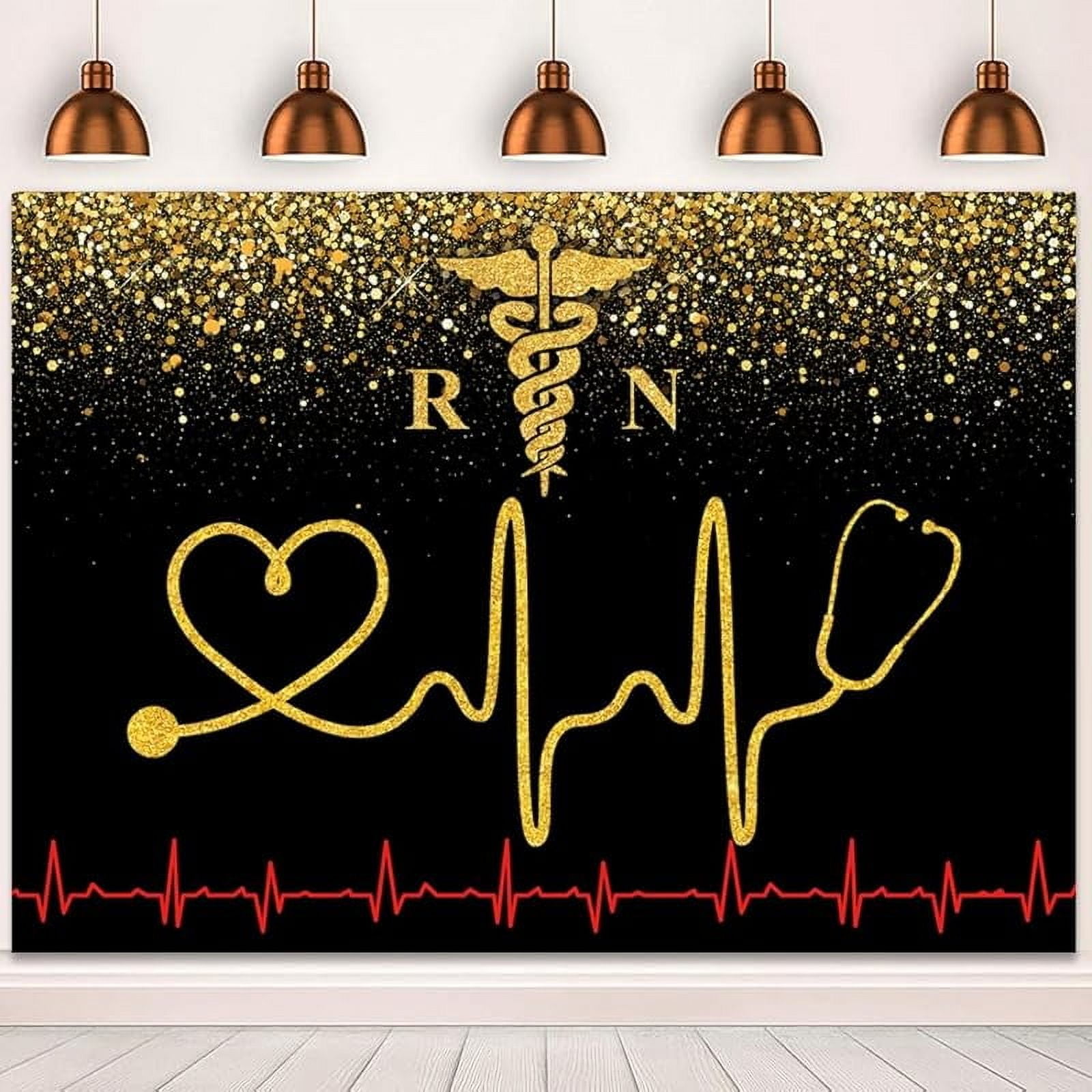 Stethoscope Heartbeat Curve Backdrop for Doctor Graduation Party ...