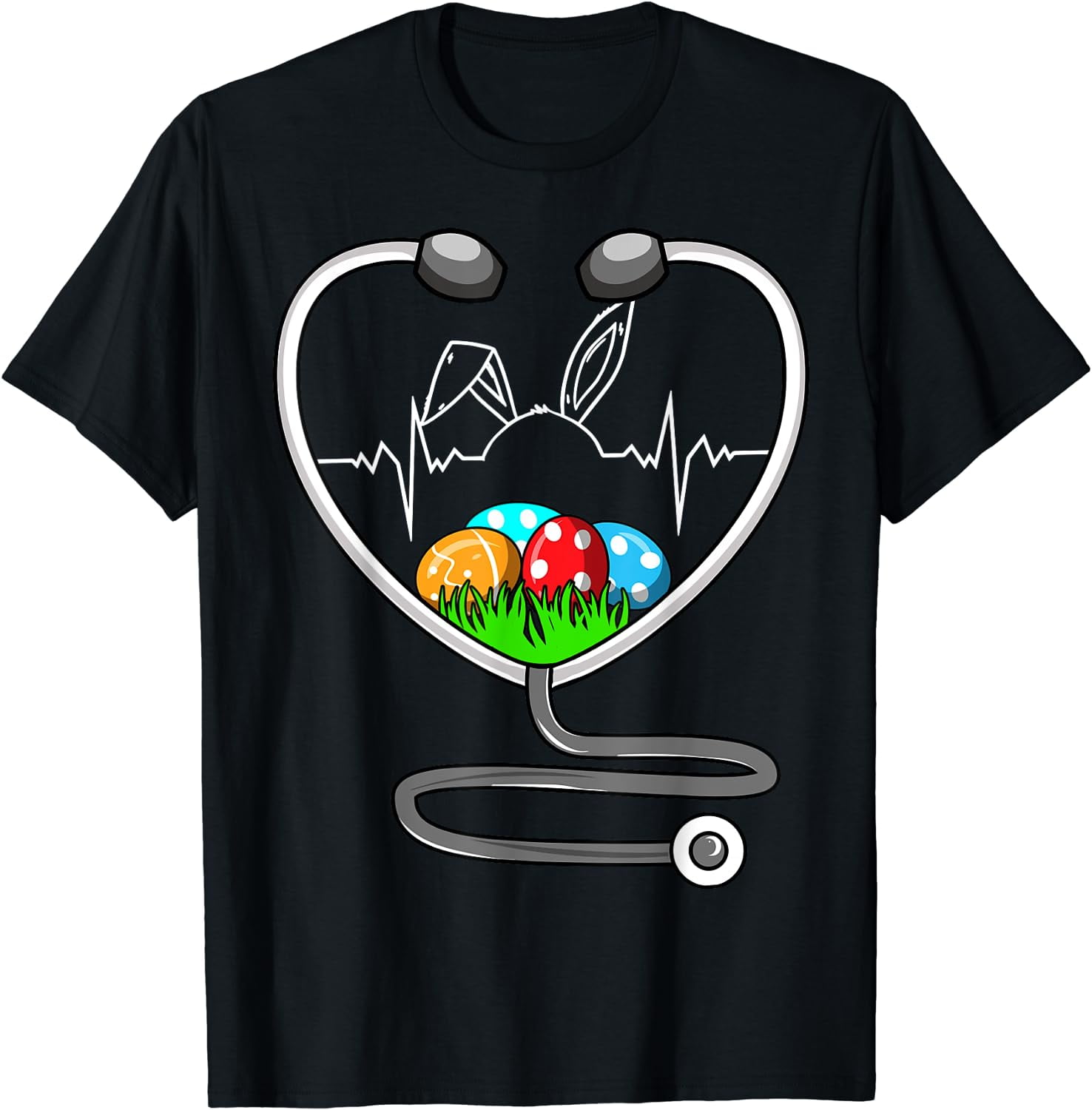Stethoscope Nurse Doctor Easter Cute RN CNA T-Shirt Black Small ...