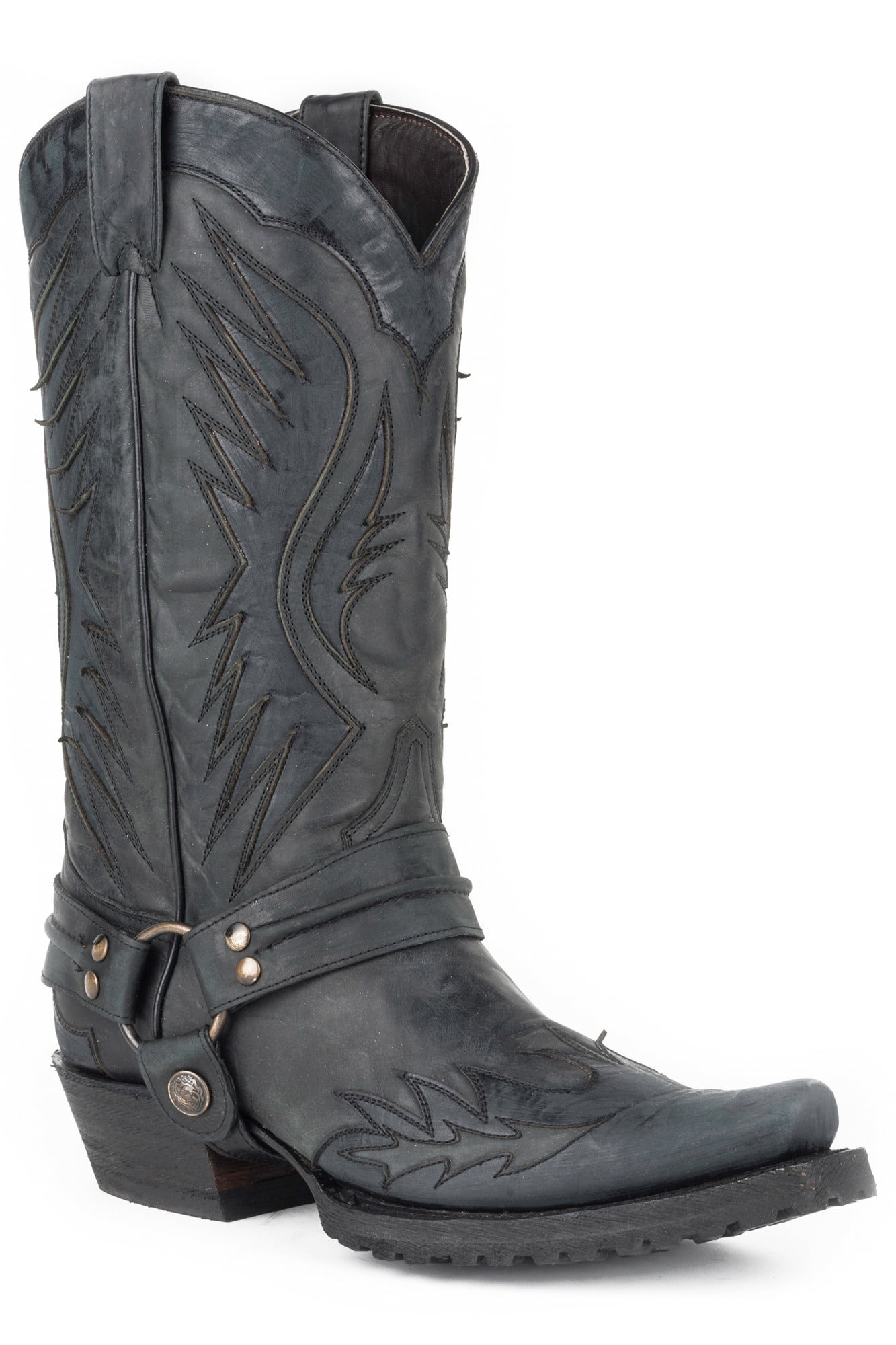 Stetson Biker Outlaw Mens Black Leather Cowboy Boots 10EE - Walmart.com