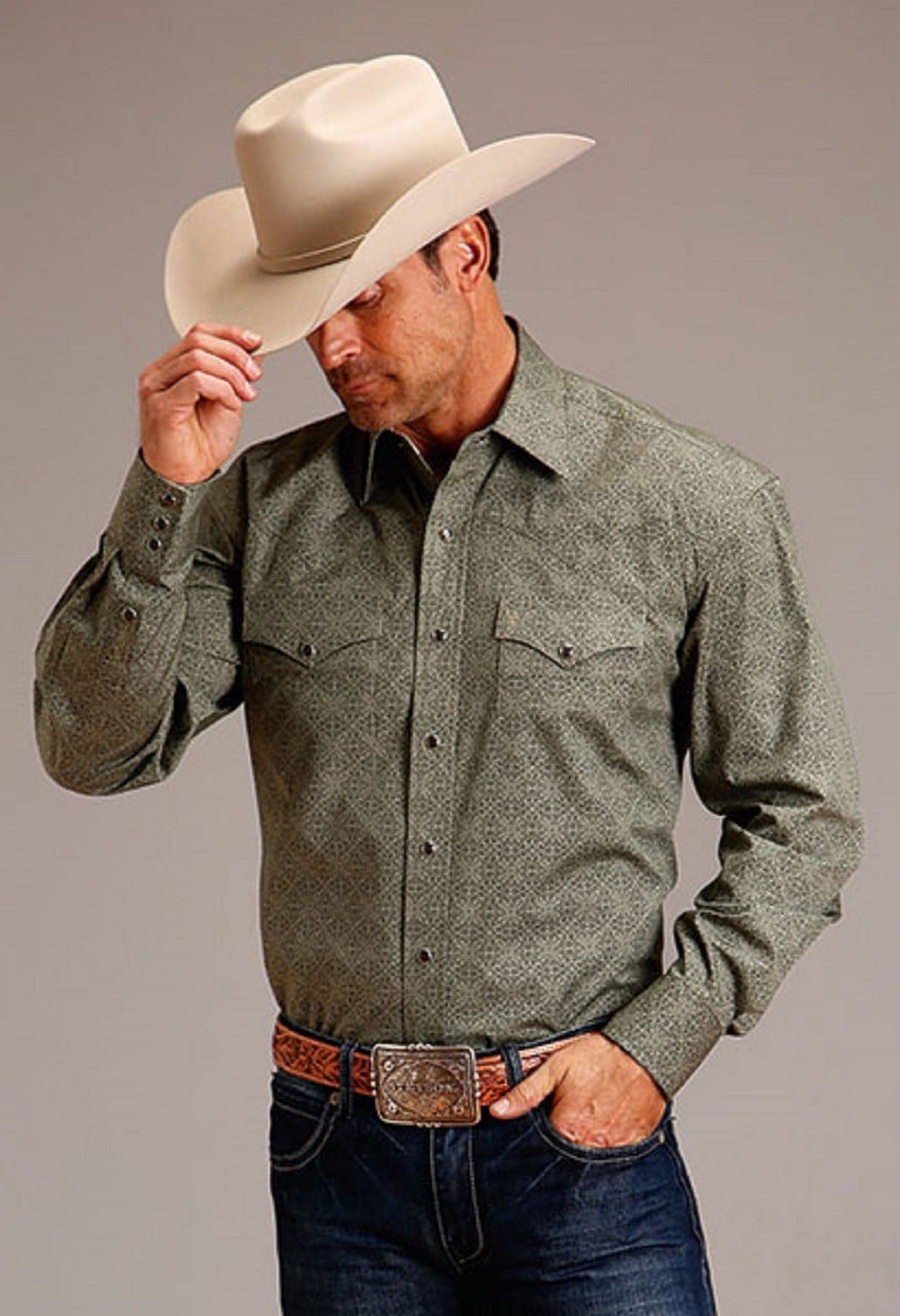Stetson Green Tonal Tile Print - Mens Shirt - 11-001-0425-0177Gr ...