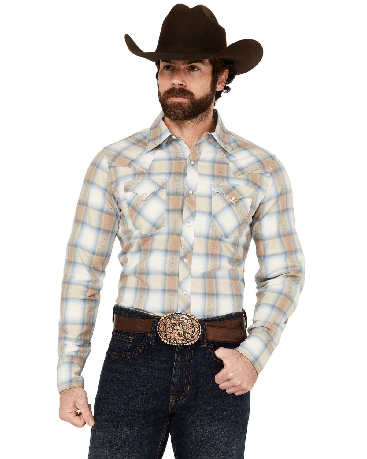 Stetson Men's Dobby Plaid Print Long Sleeve Snap Western Shirt - 11-001 ...