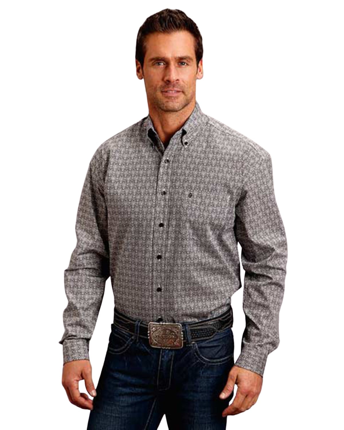 Stetson Men's Medallion Geo Print Long Sleeve Western Shirt - 11-001-0526-7007 Medium - Walmart.com