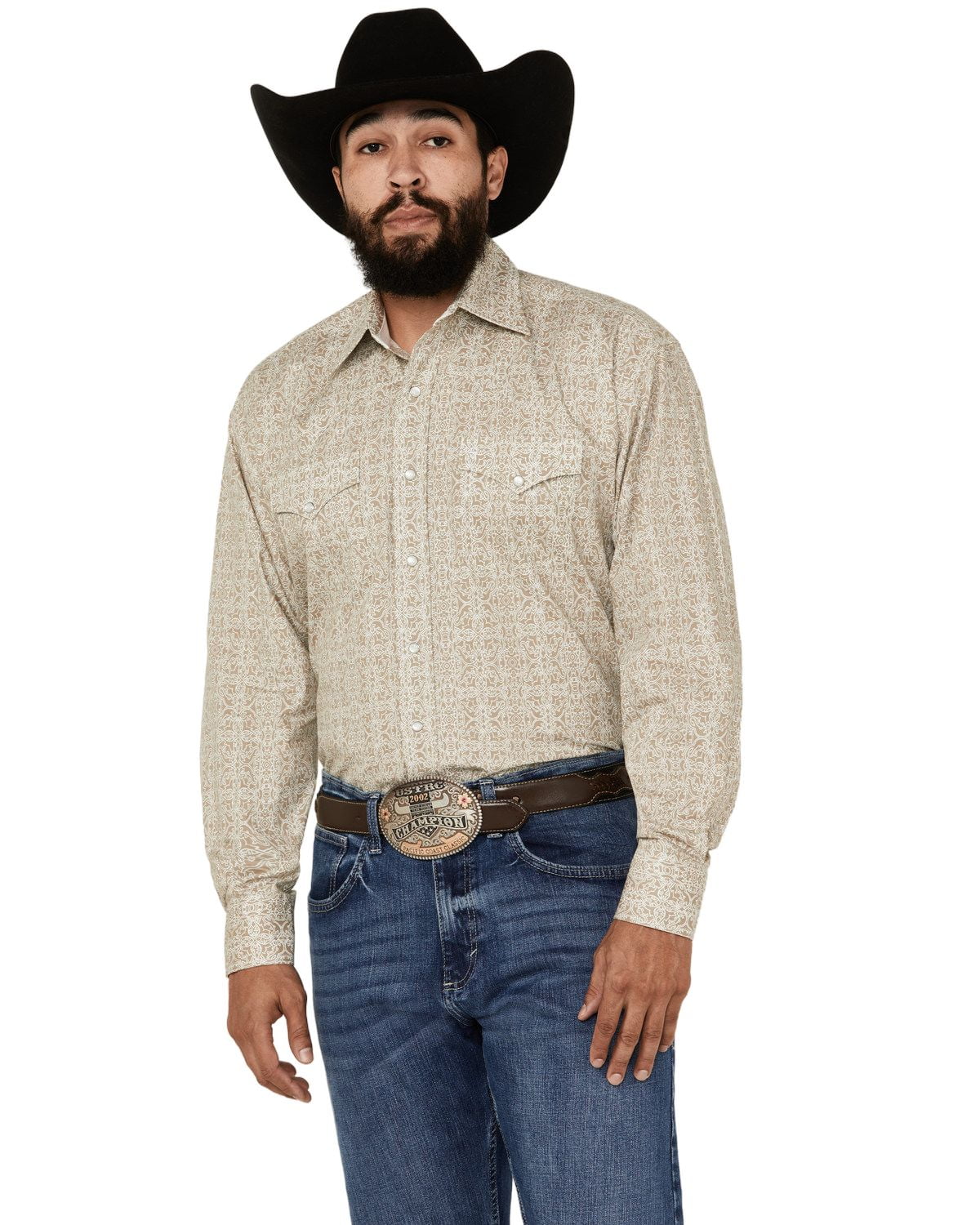 Stetson Men's Medallion Print Long Sleeve Pearl Snap Western Shirt - 11-001-0425-2055 BR ...