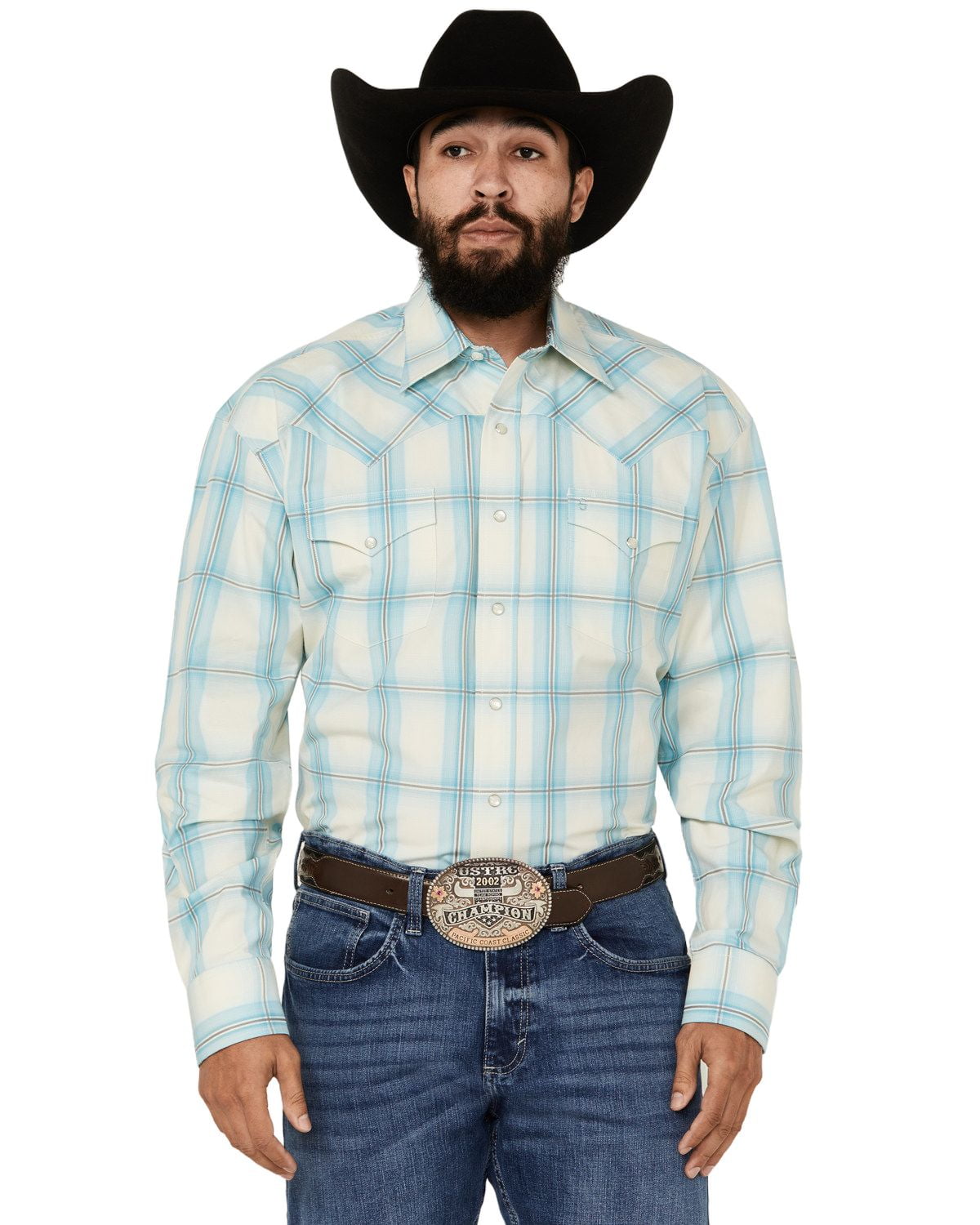 Stetson Men's Plaid Print Long Sleeve Pearl Snap Western Shirt ...