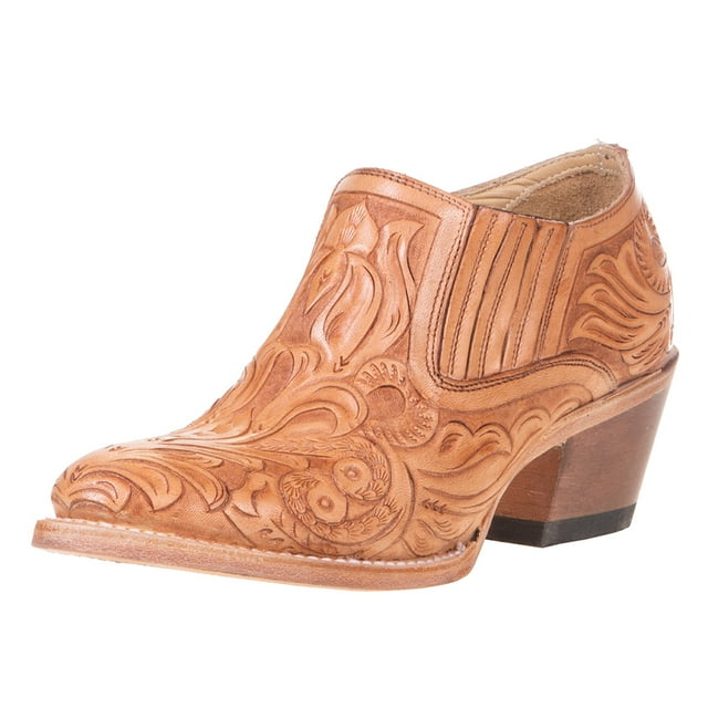 Stetson Tooled Womens Burnished Tan Leather Nina Ankle Boots 7 ...