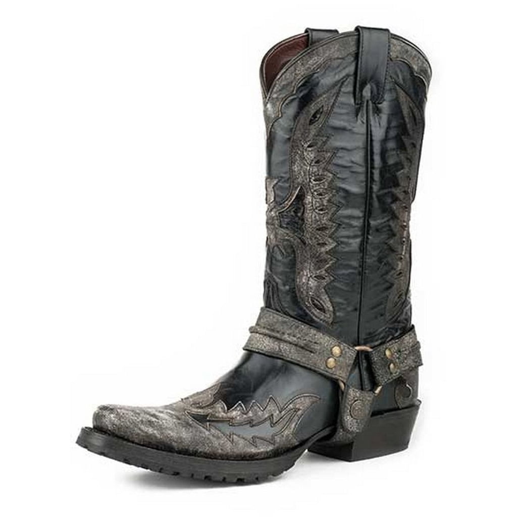 Stetson Western Boots Men Outlaw Eagle Biker Black 12-020-6124-3622 BL ...