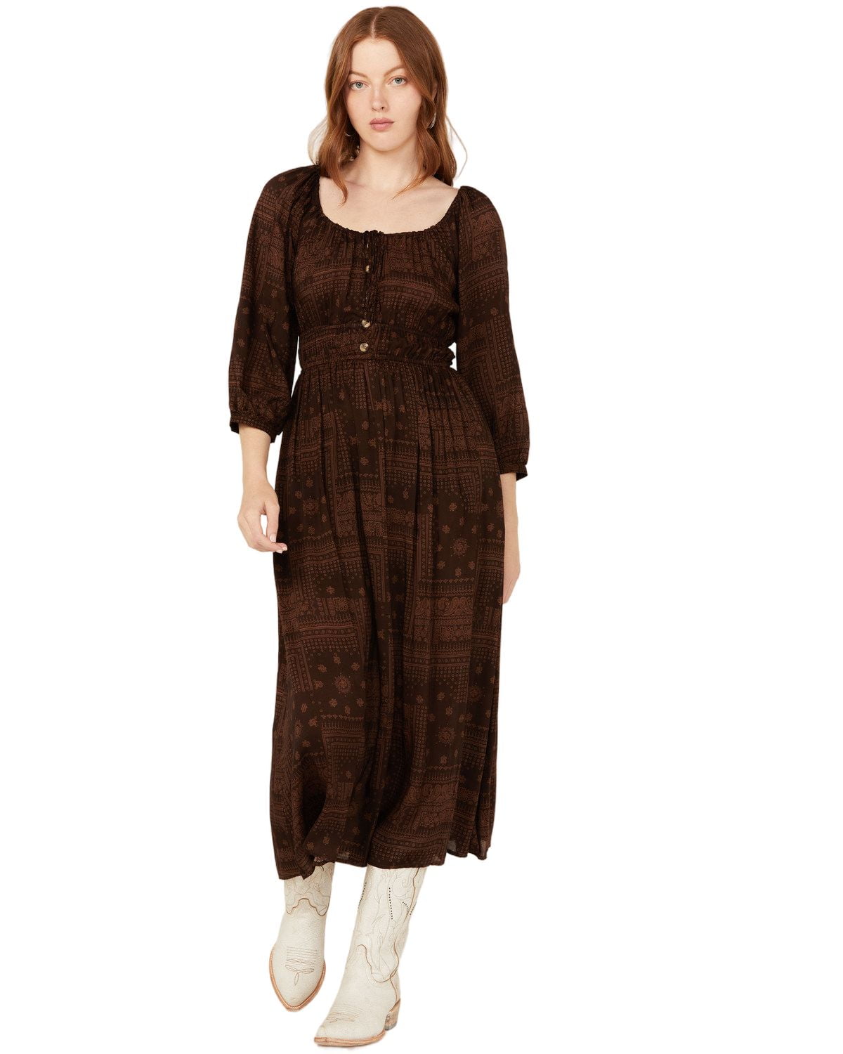 Stetson Women's Bandana Print Long Sleeve Midi Dress - 11-057-0590-0123 Medium US - Walmart.com
