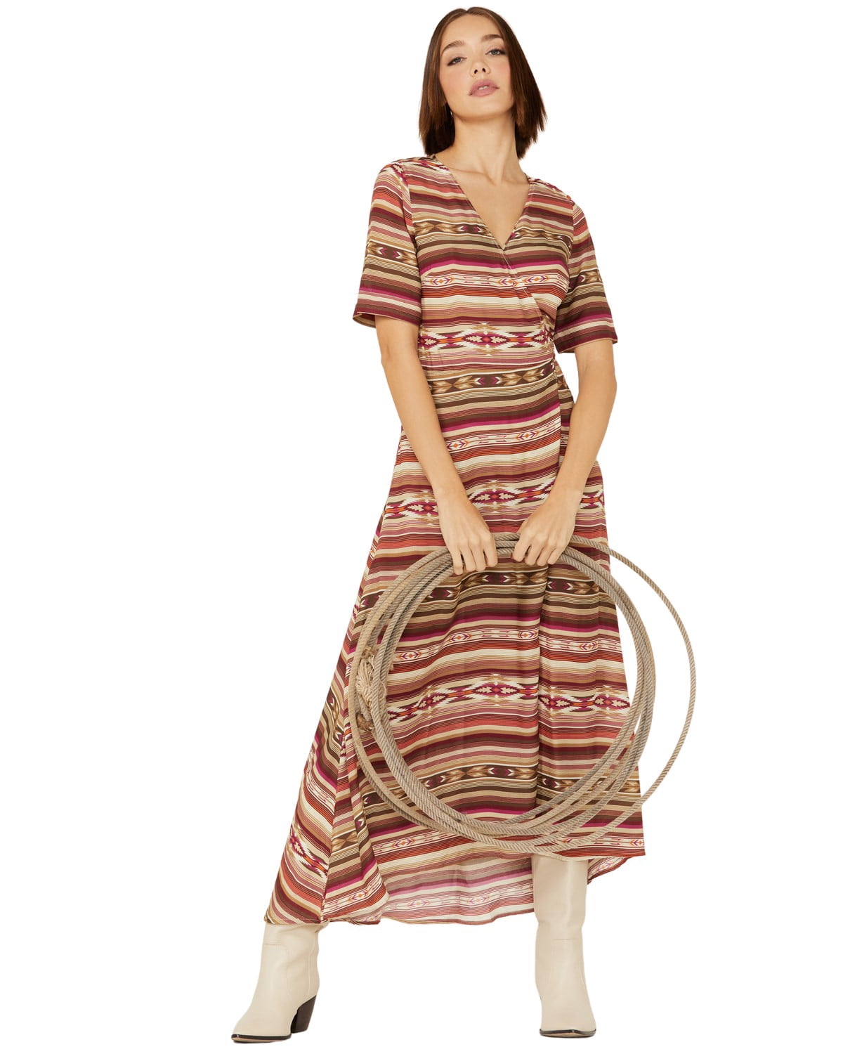 Stetson Women's Southwestern Sunset Serape Print Wrap Dress Multi ...