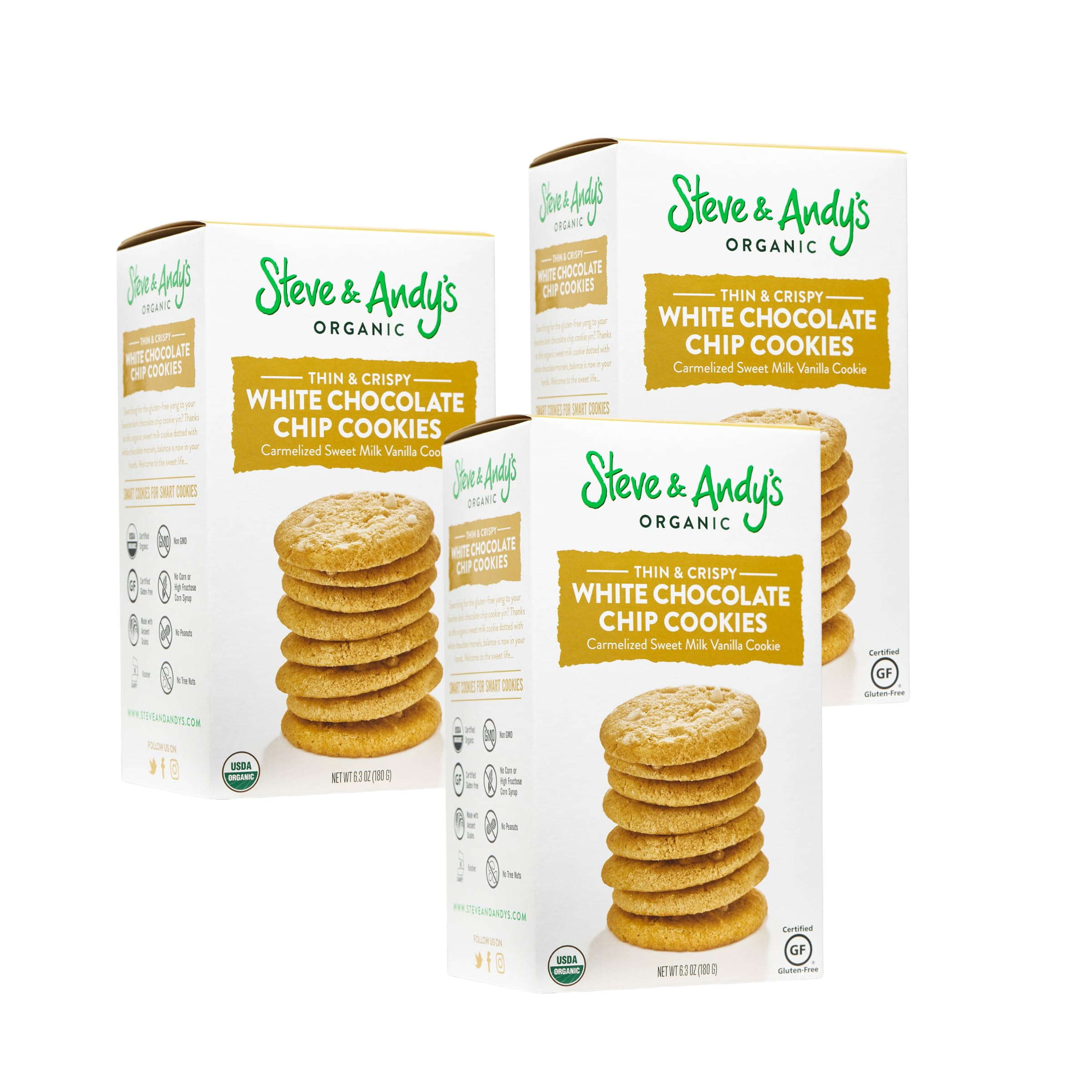 Steve & Andy’s Organic RRF12 Gluten-Free Crispy White Chocolate Chip ...