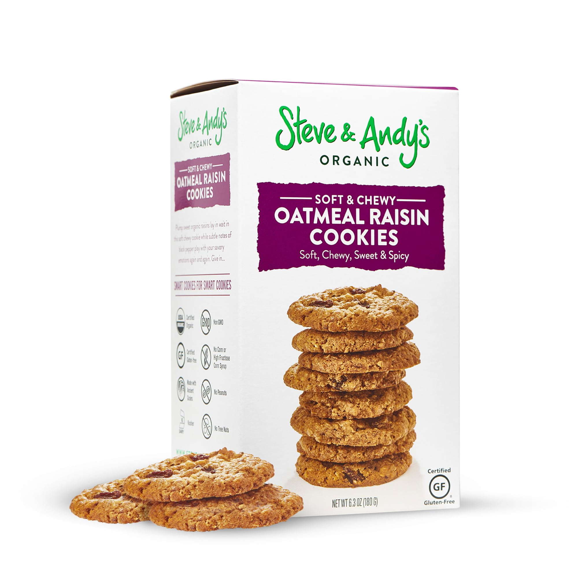 Steve & Andy’s Organic SBF3 Gluten-Free Soft and Chewy Oatmeal Raisin ...