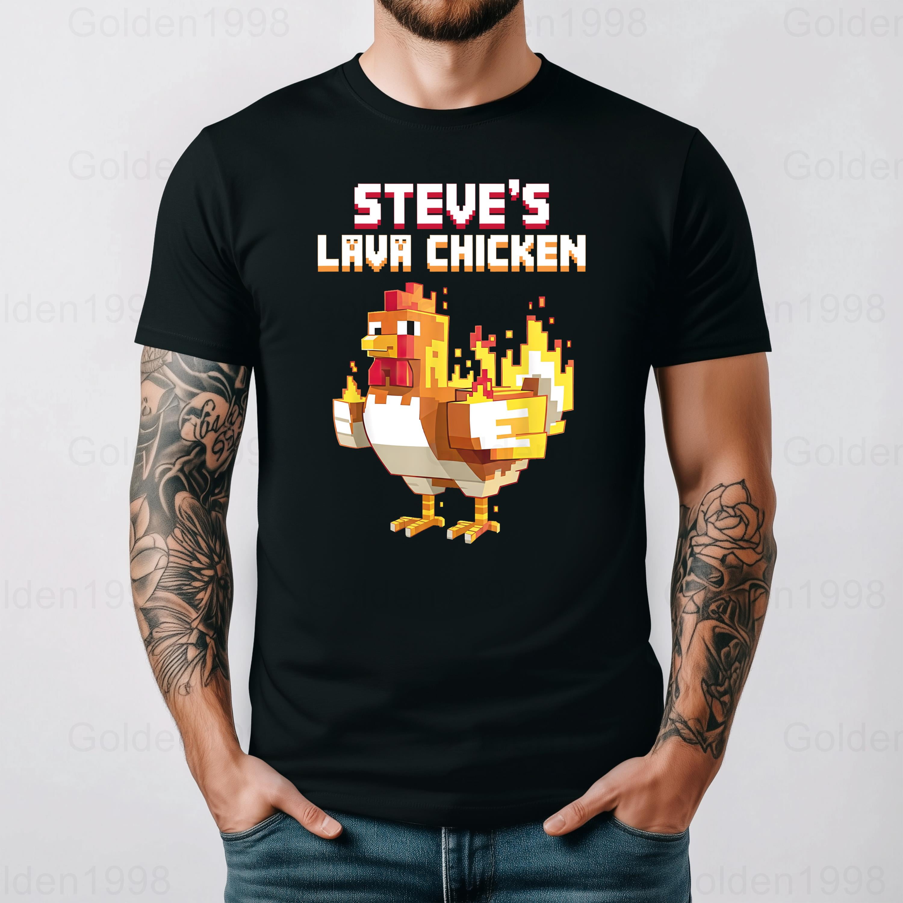 Steve Lava Chicken Shirt With Funny Gamer Art For Pixel Game Lovers ...