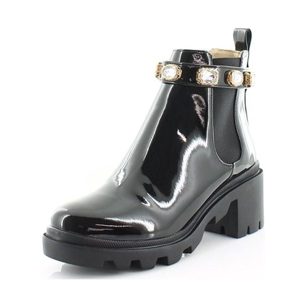 Steve Madden Amulet Embellished Lug Sole Combat Ankle Bootie Black ...