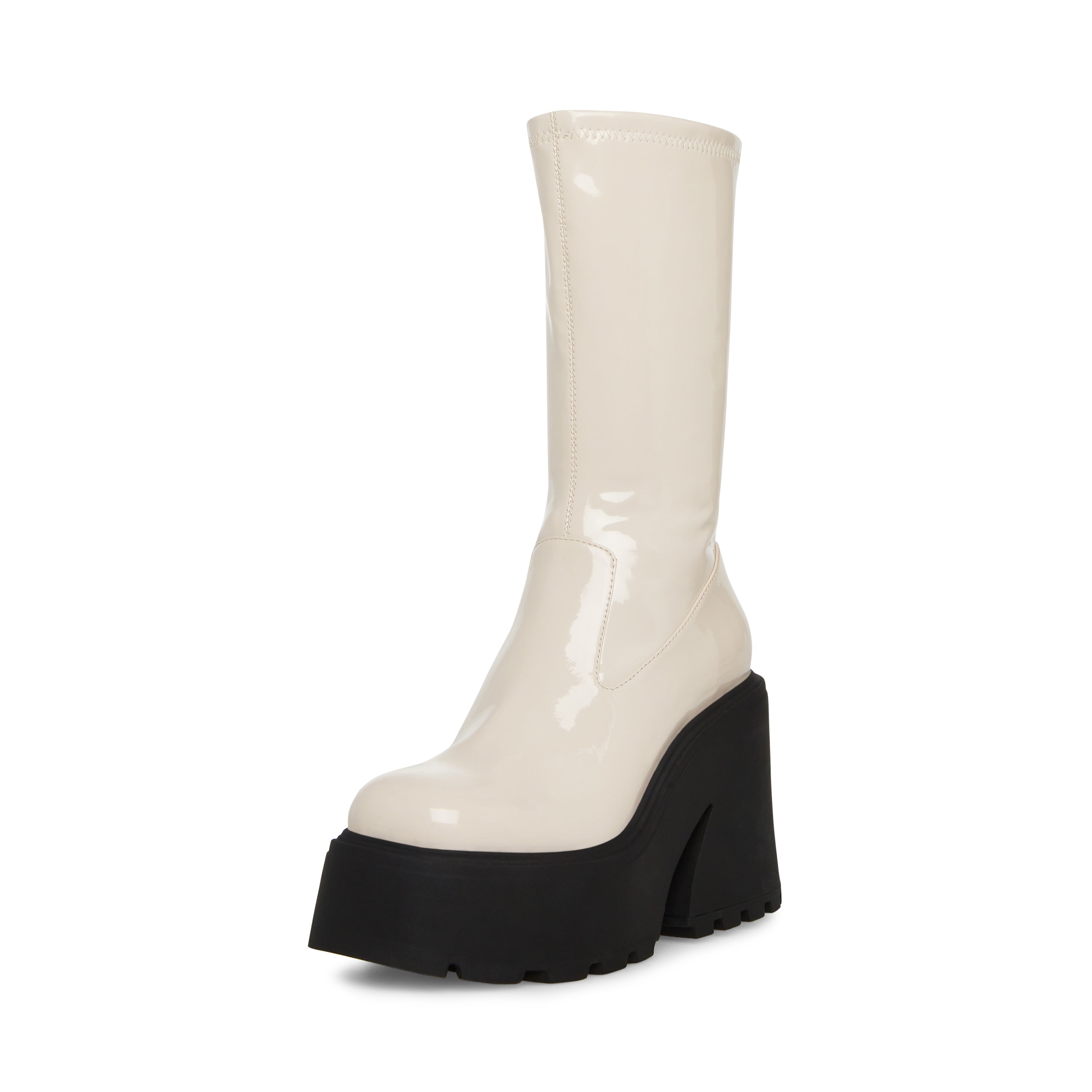 Steve Madden Arrow Bone Patent Chunky Heeled Chunky Platform Fashion ...