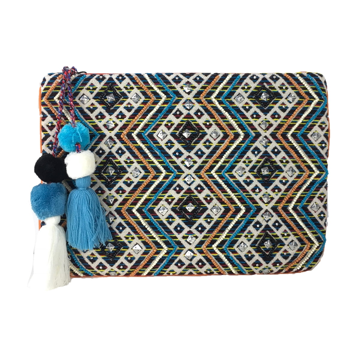 Steve Madden B-Shaye Beaded Tassel Oversized Clutch, Blue Multi ...