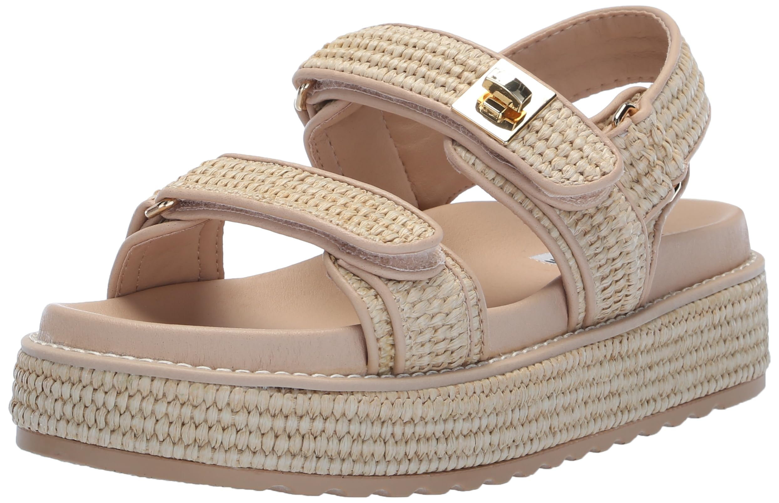 Steve Madden Bigmona Natural Raffia Fashion Buckle Open Toe Platform ...