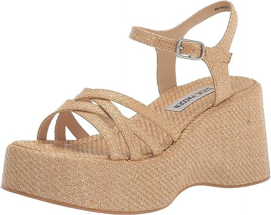 Steve Madden Crazy Raffia Ankle Strap Open Toe Multi Straps Wedge ...
