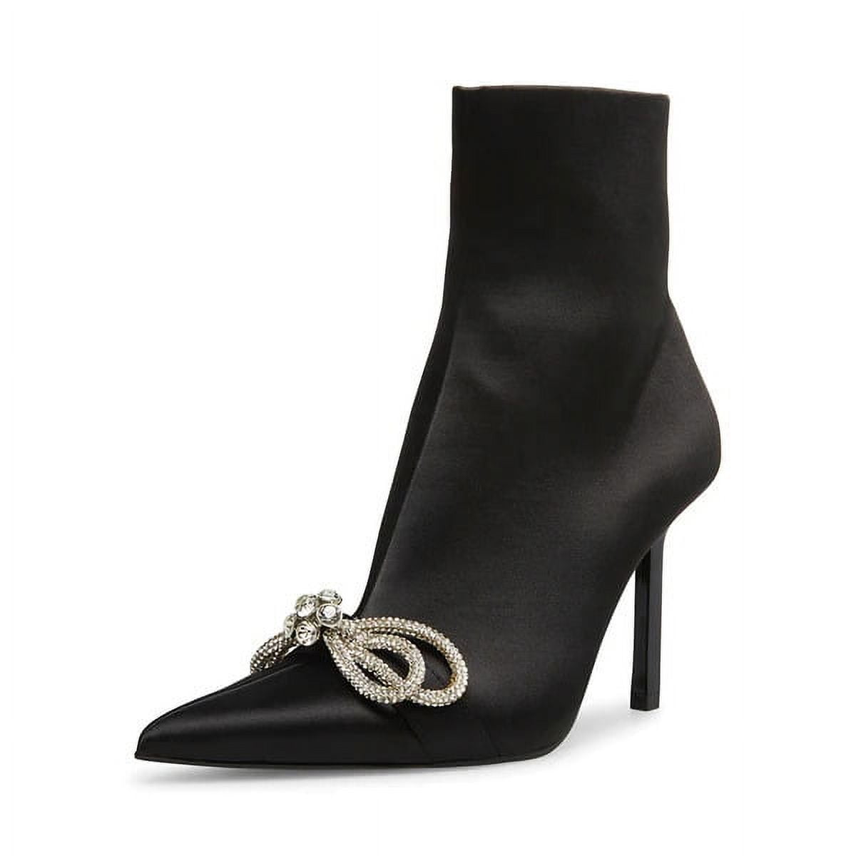 Steve Madden Elegant Black Satin Stiletto Heel Pointed Toe Rhinestone ...