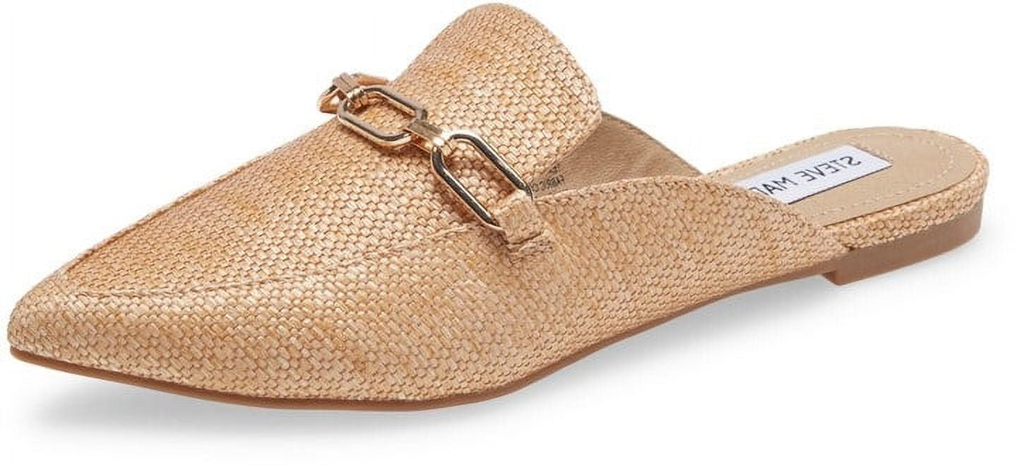 Steve Madden Faraway Raffia Slip On Pointed Toe Chain Detailed Mule ...