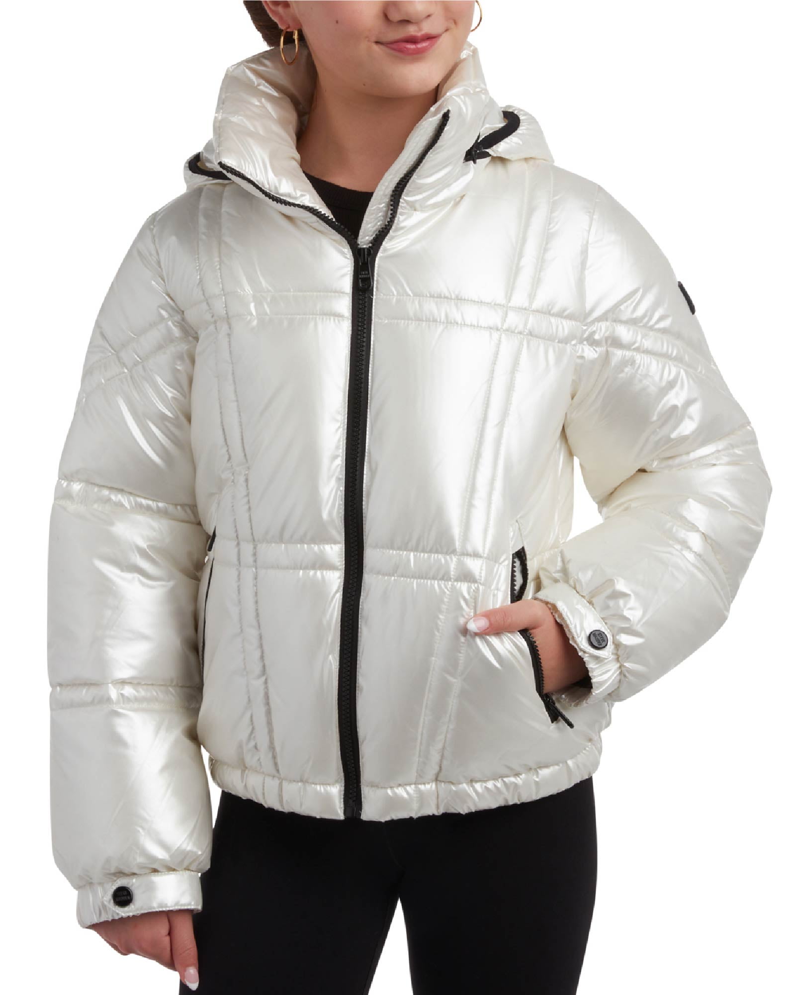 Steve Madden Girls' Jacket - Cute Zip Up Girl's Metallic Puffer Jacket ...