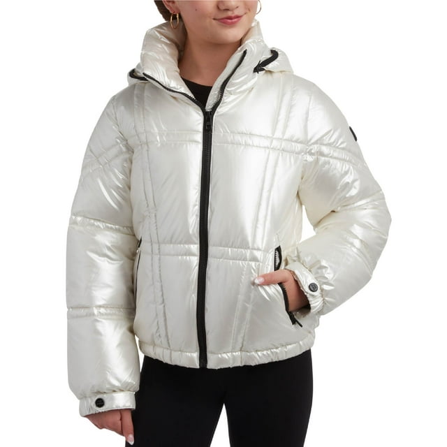 Steve Madden Girls' Jacket - Cute Zip Up Girl's Metallic Puffer Jacket ...