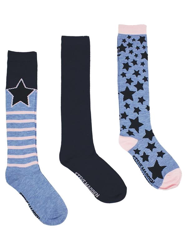Steve Madden Girls 3-Pack Knee High Socks - Star/Stripe - Walmart.com