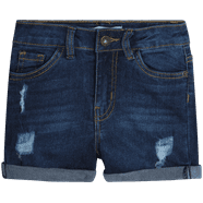 Bienzoe Girl's Adjustable Waist Holes Ripped Stretchy Denim Shorts Snow ...