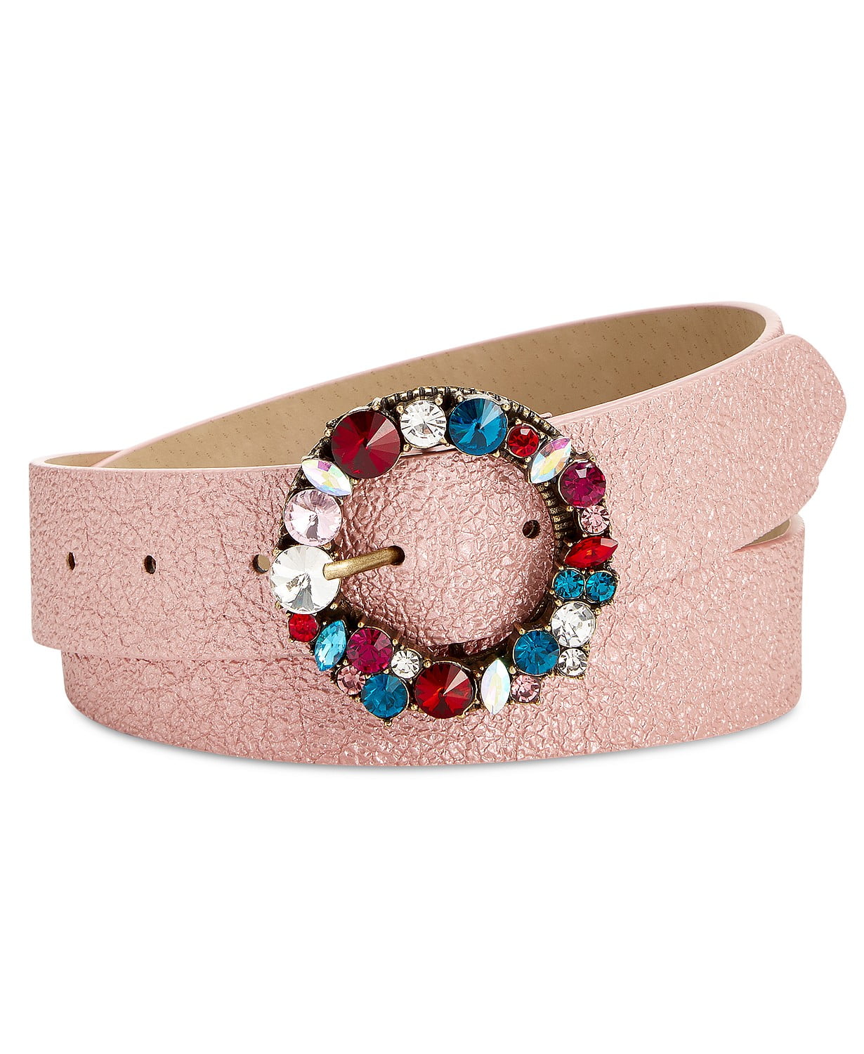 Steve Madden Imitation Pearl & Rhinestone Belt, Metallic/Bright Pink ...