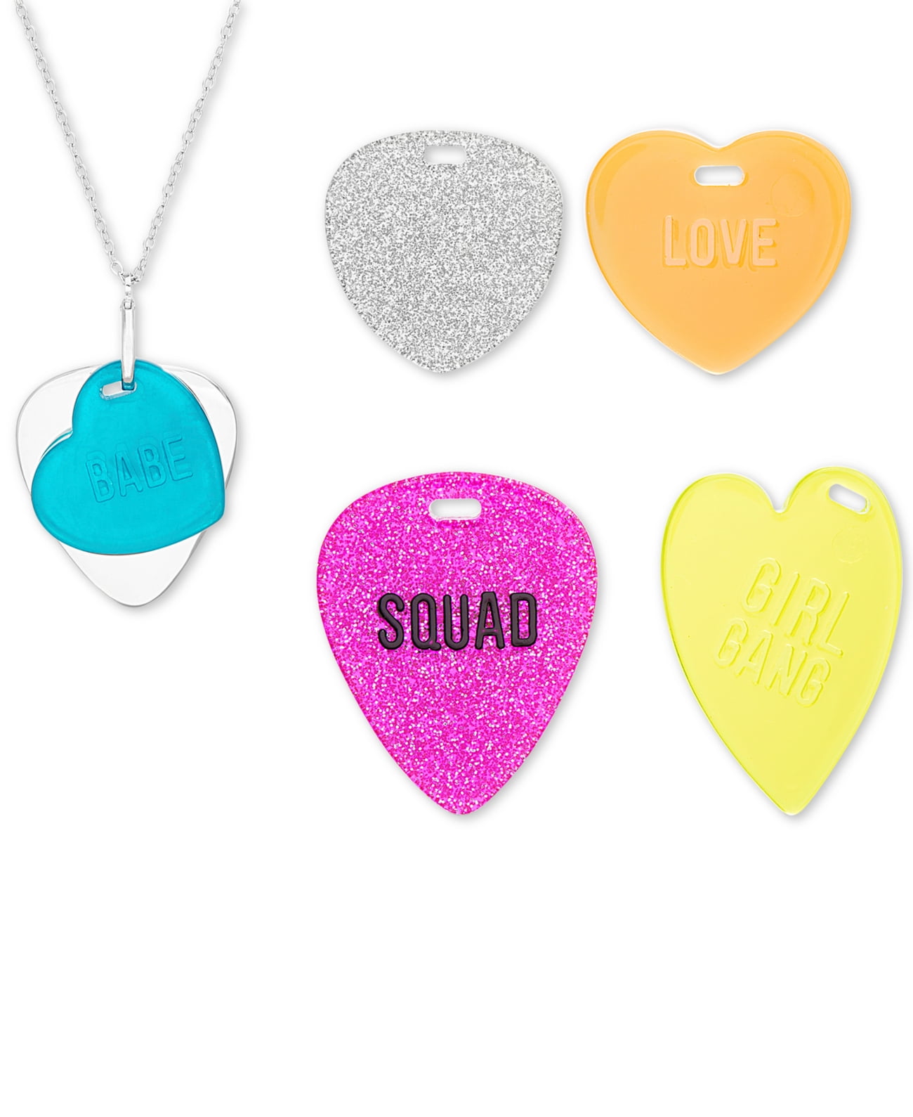Steve Madden Interchangeable Heart Tag Pendant Necklace Set, 16-1/2 ...