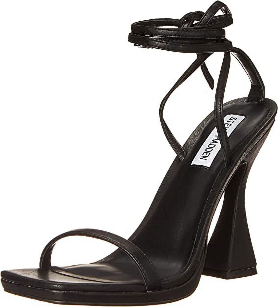 Steve Madden Lafayette Black Spool Heel Lace Up Open Squared Toe Heeled ...