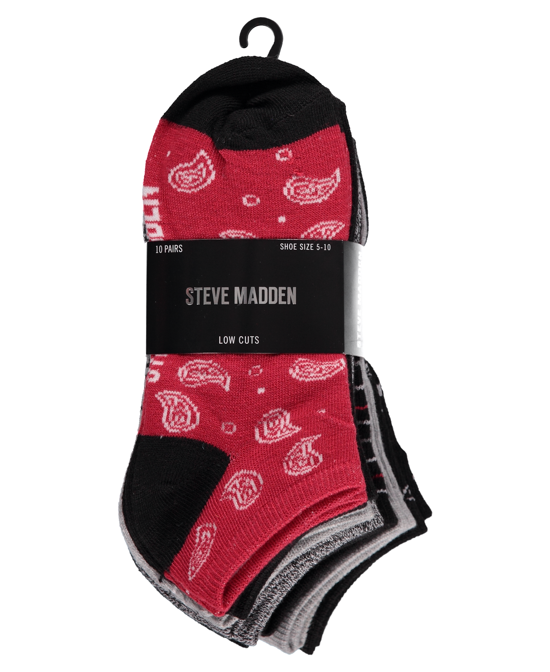 Steve Madden Low-Cut Bandan Print Sneaker Socks for Women, 10-Pack ...