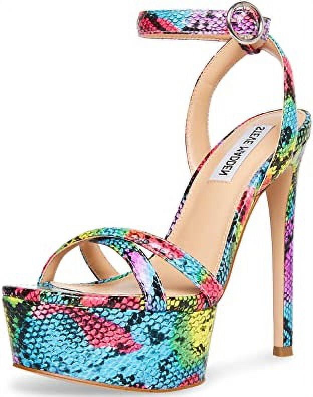 Steve Madden Marciana Bright Multi Ankle Strap Open Toe High Heel ...