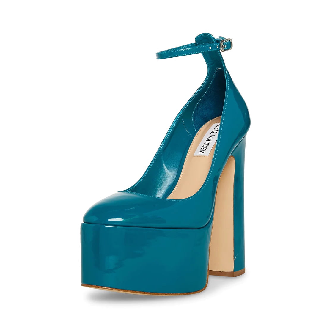 Steve Madden Platform Pump Skyrise Teal Patent Block Heel Toe Ankle ...