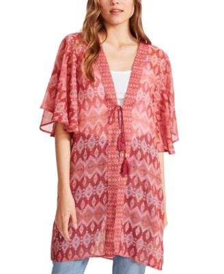 Steve Madden Printed Short Sleeve Kimono Red Size OSFM - Walmart.com