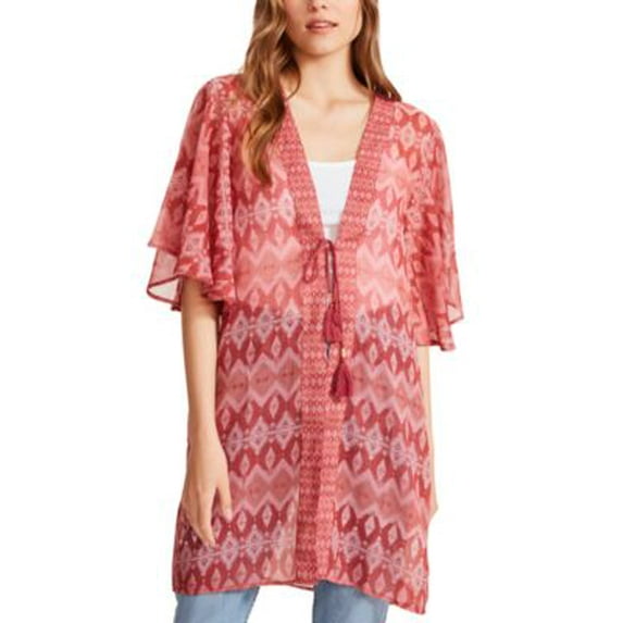 Steve Madden Printed Short Sleeve Kimono Red Size OSFM - Walmart.com