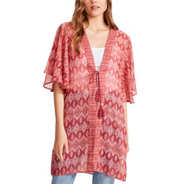 Steve Madden Printed Short Sleeve Kimono Red Size OSFM - Walmart.com