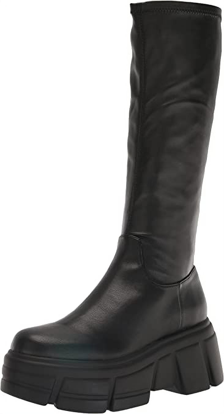 Steve Madden Tero Black Side Zipper Round Toe Chunky Platform Heel Tall ...