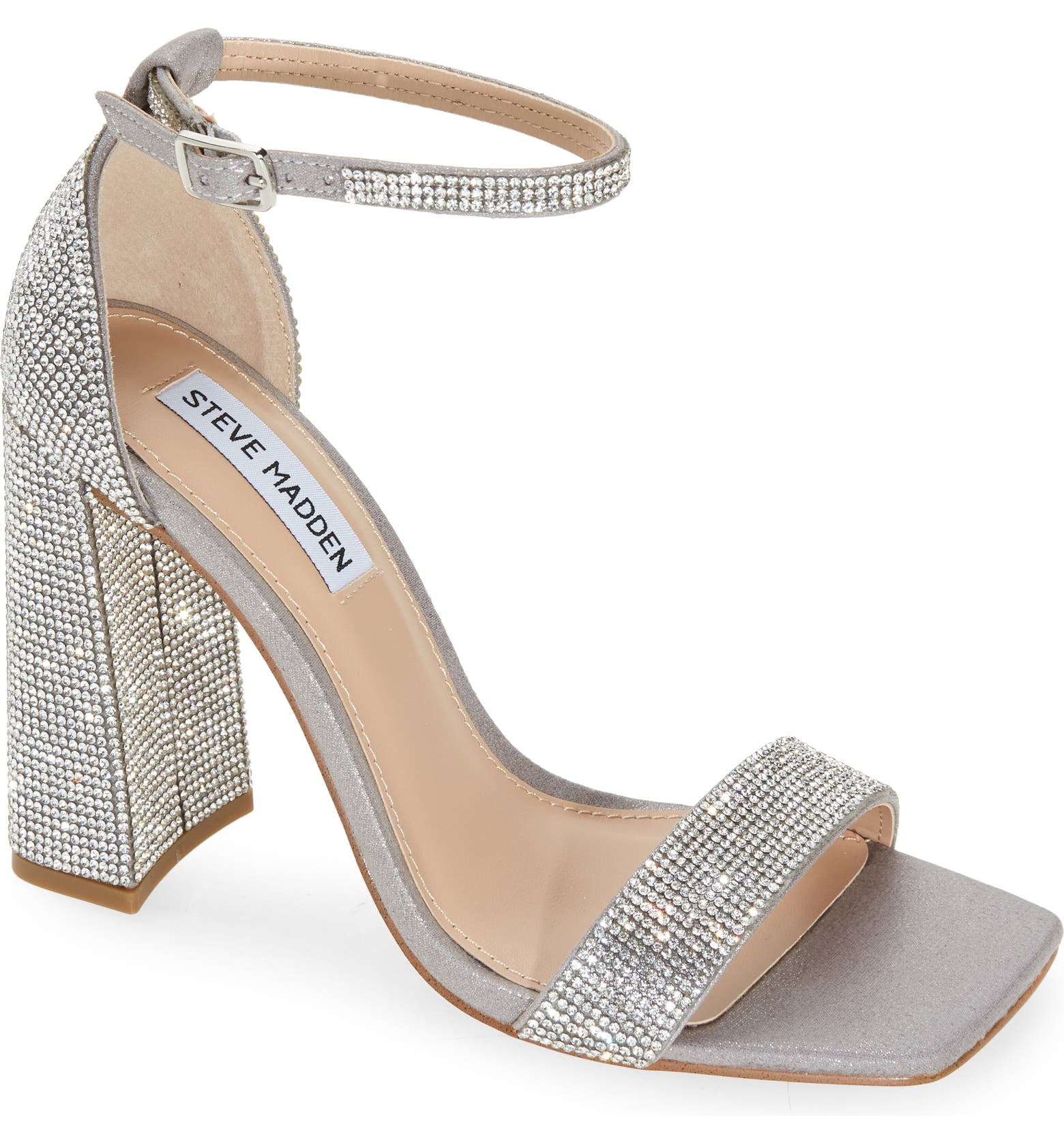 Steve Madden Tiaa Rhinestone Two-piece HIgh Heel Formal Block Heel ...